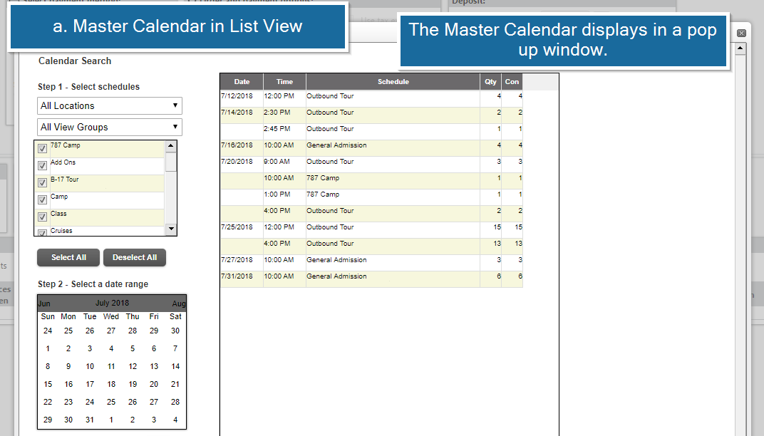 Outbound: How to View the Master Calendar in the ERC