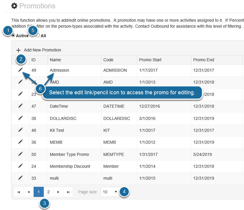 Outbound/Ascent: Promotions - How to Edit a Promotion